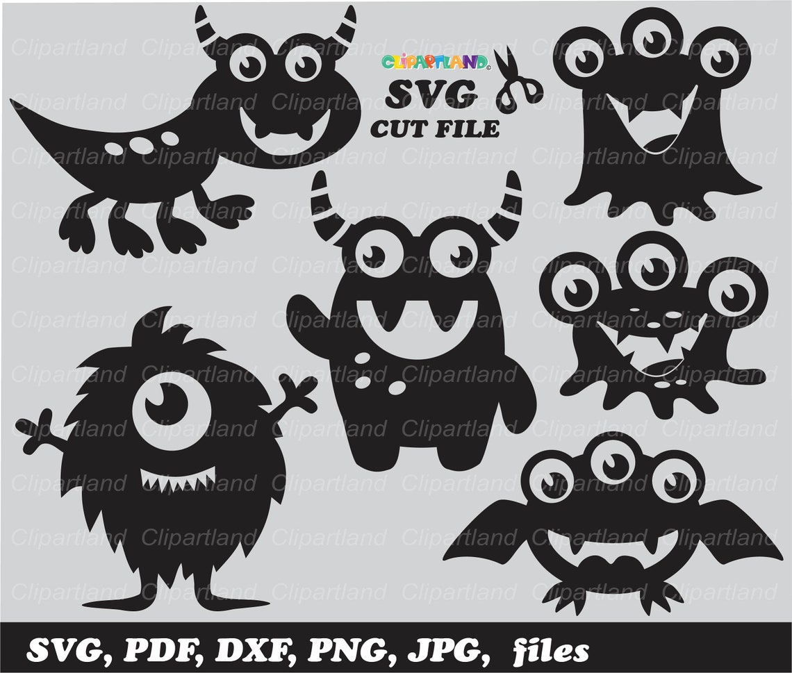 INSTANT Download. Cute Monster Silhouette Svg Cut File and - Etsy