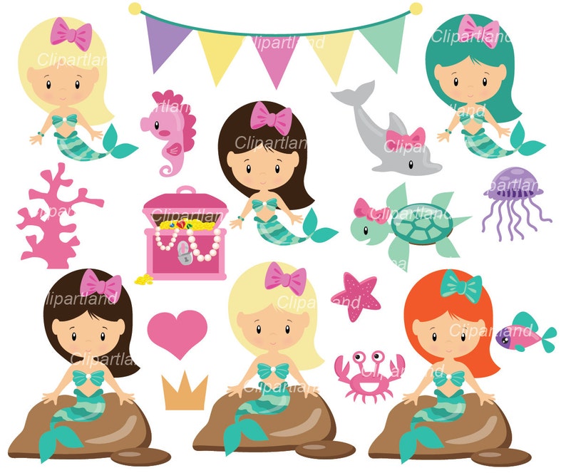 INSTANT Download. Cm_50_mermaids. Mermaids Clip Art. Personal | Etsy