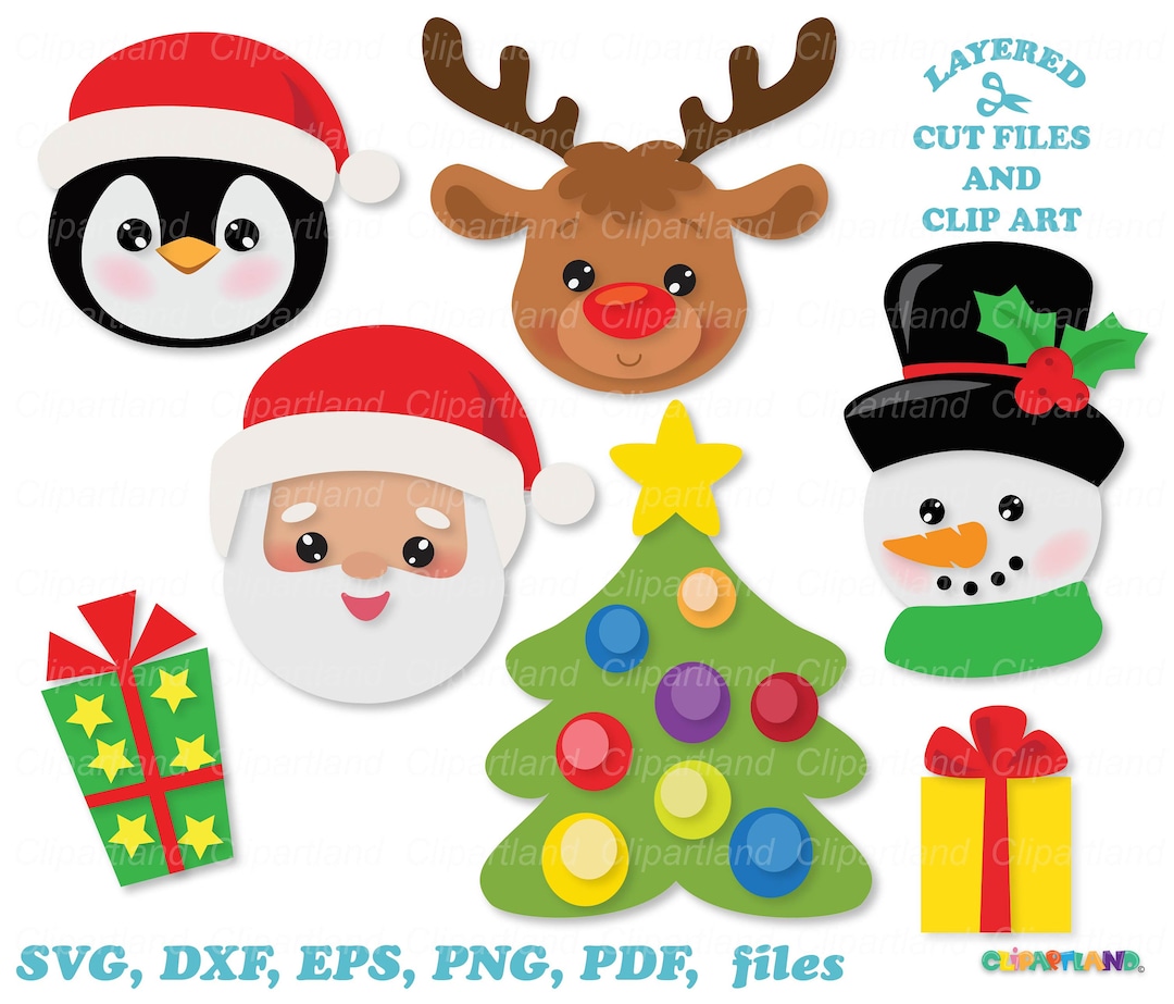 INSTANT Download. Cute Christmas Faces Cut Files and Clip Art. Personal ...