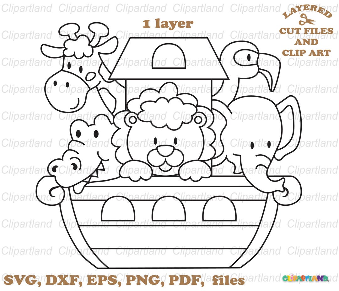 INSTANT Download. Cute Noah's Ark Outline Svg Cut Files and Clip Art ...