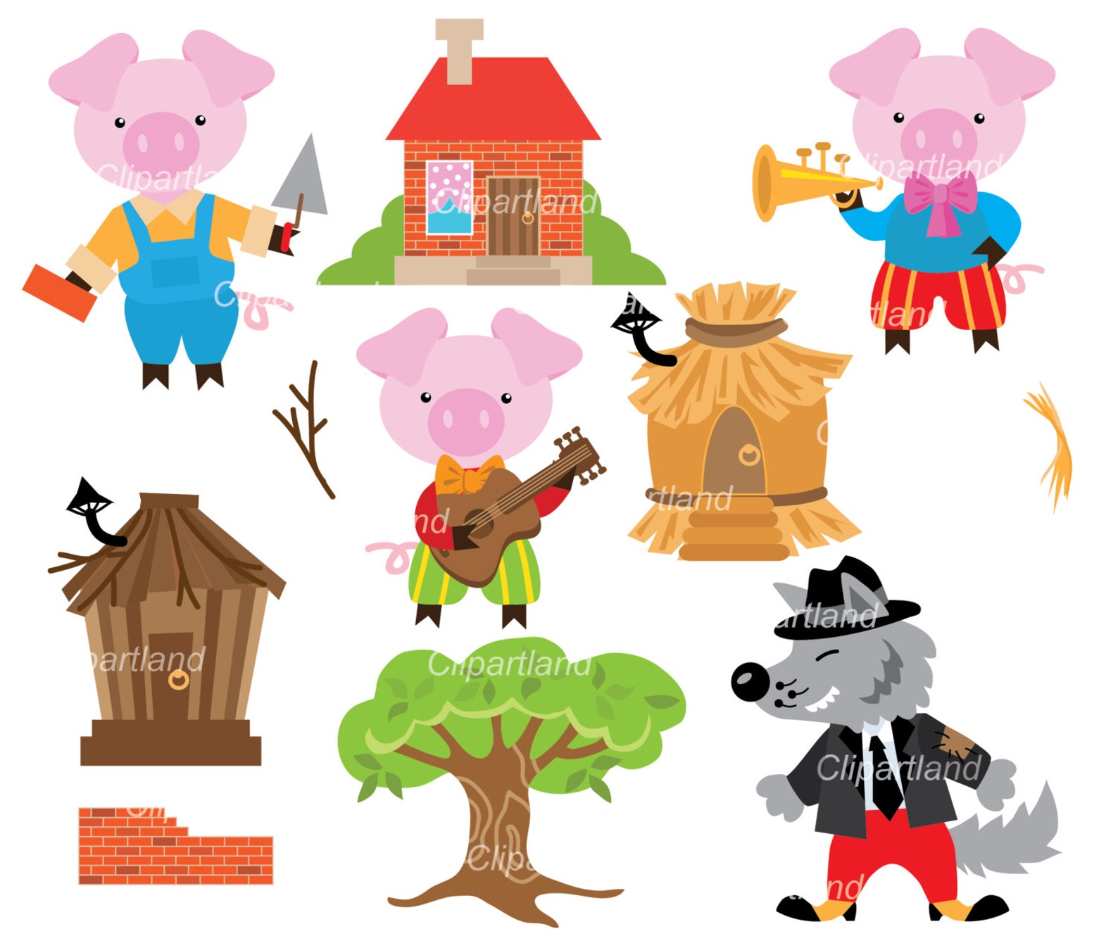 INSTANT Download. Three Pigs Clip Art. Cth_3. Personal and | Etsy