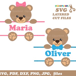 Teddy Bear Split Monogram SVG Cut File (digital Download) - Etsy