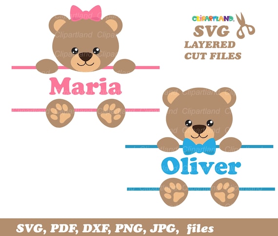 INSTANT Download. Teddy Bear Split Monogram Svg Cut File. - Etsy