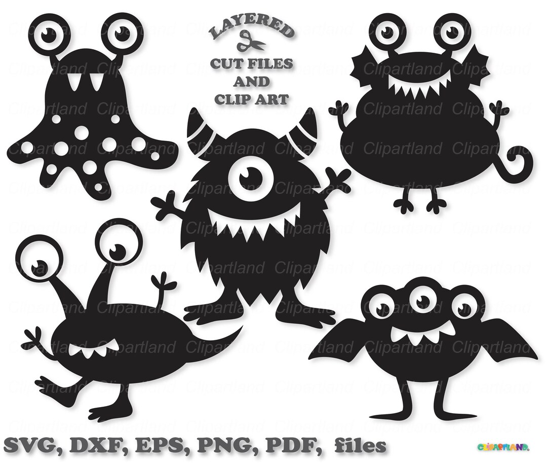 INSTANT Download. Monster Silhouette Svg Cut Files and Clip Art. M_33 ...