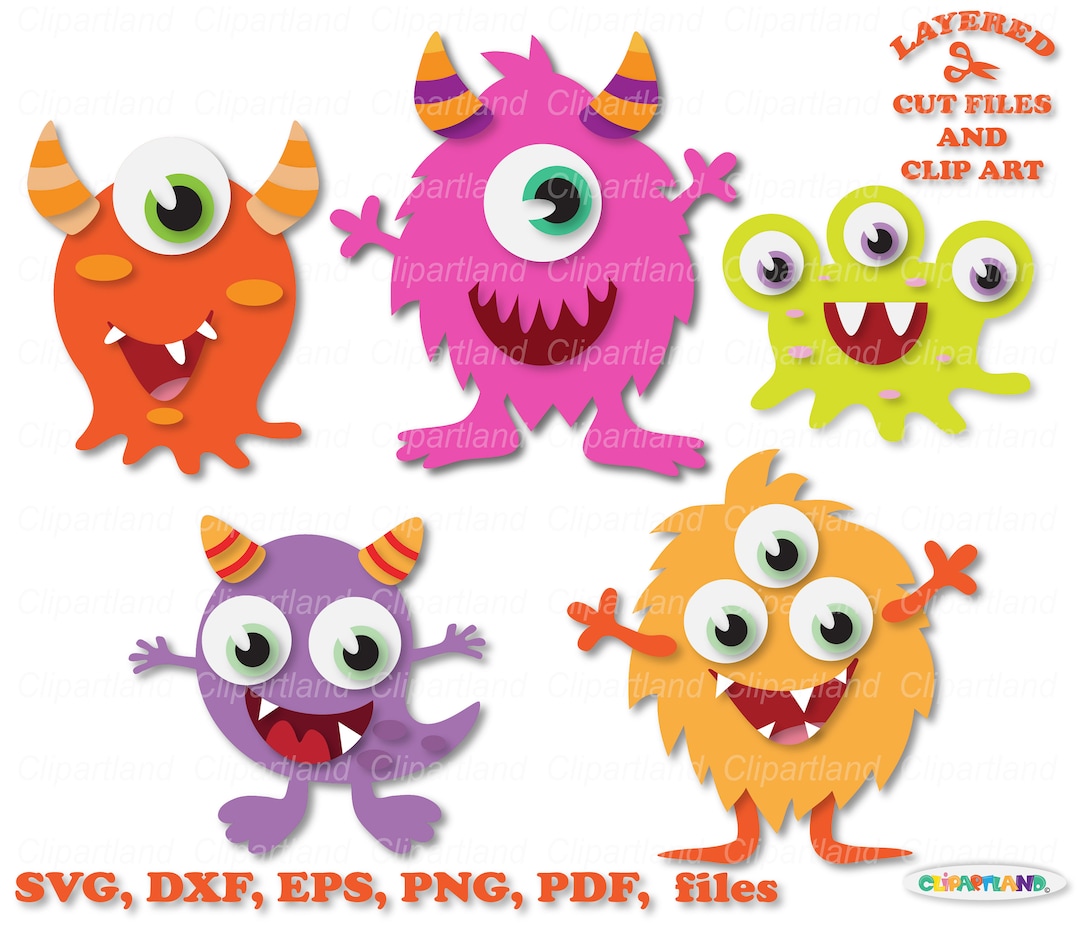 INSTANT Download. Cute and Funny Colorful Monsters Set Svg Cut Files ...