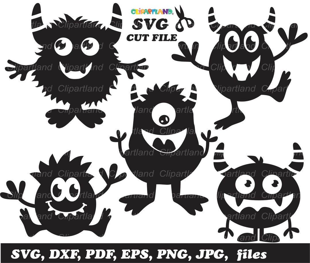 INSTANT Download. Cute Monster Silhouette Svg Cut Files. M_26. Personal ...