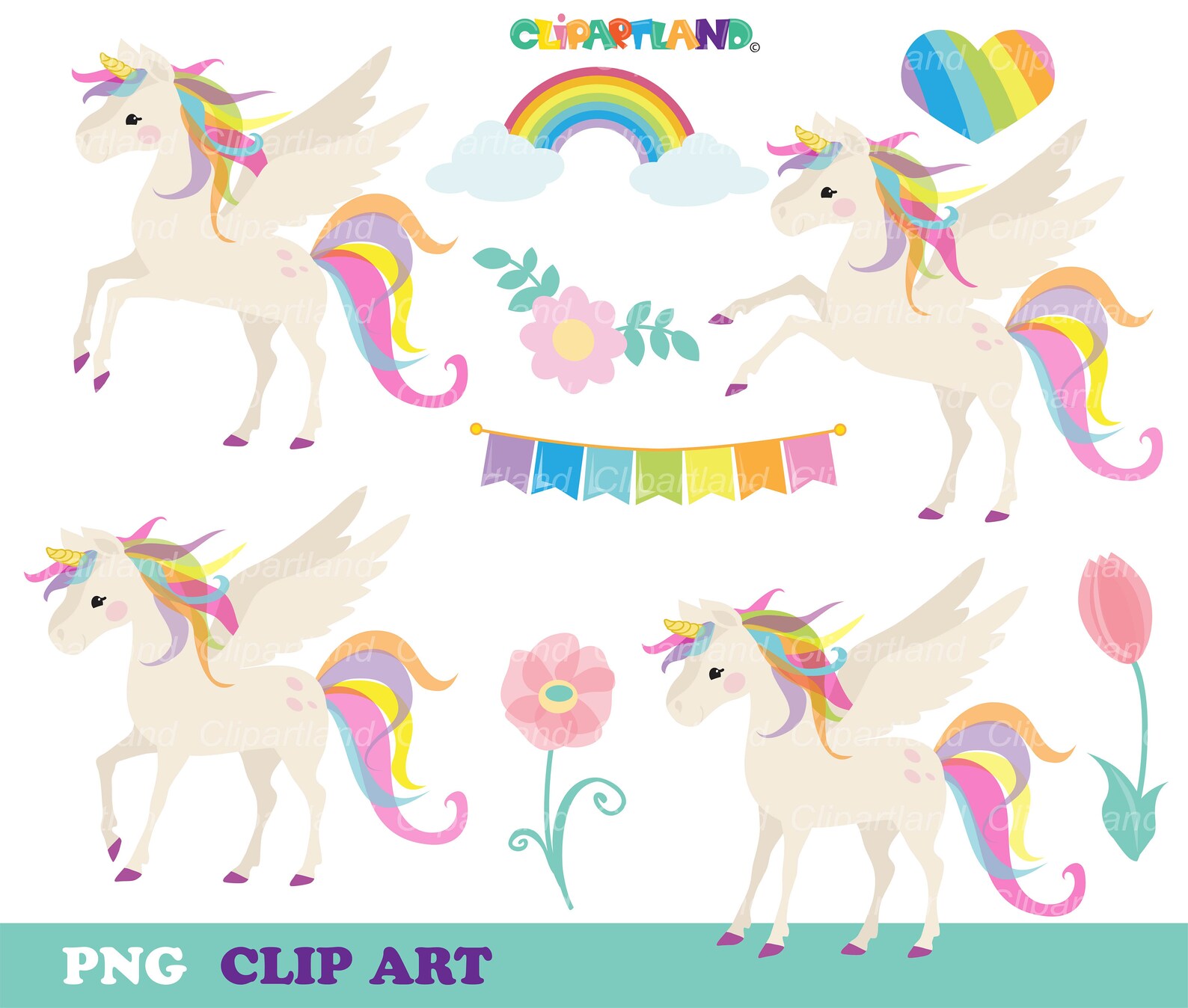 INSTANT Download. Pretty Unicorn Clip Art. Cu_15. Personal and - Etsy