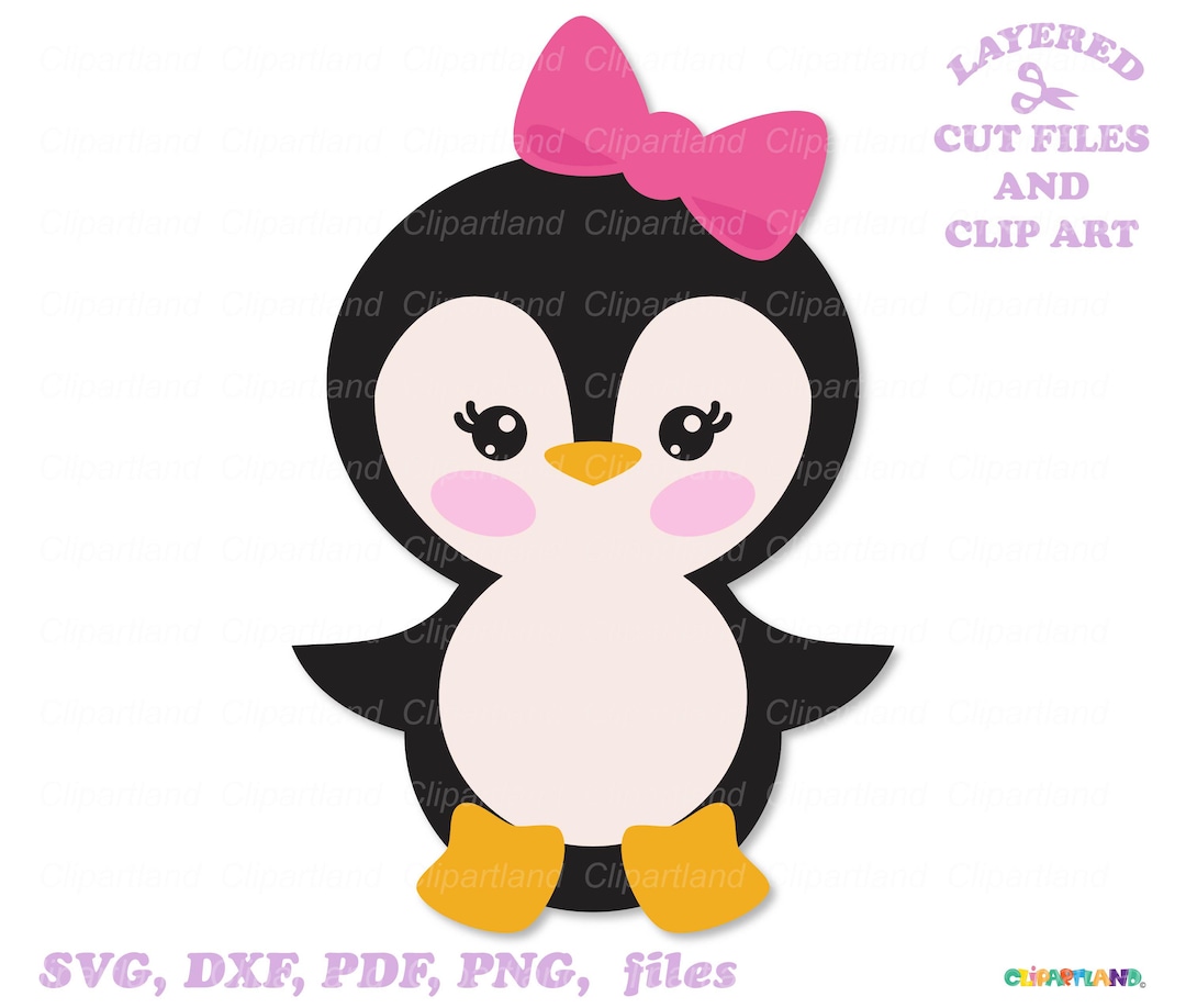 INSTANT Download. Penguin Girl Layered Svg Cut File and Clip Art. Pg_2 ...