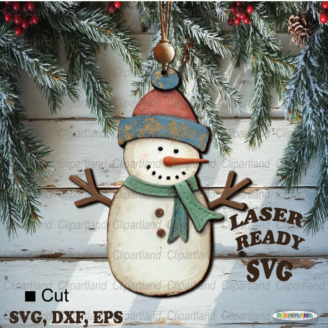 INSTANT Download. Christmas Snowman Ornament for Laser Cutting ...