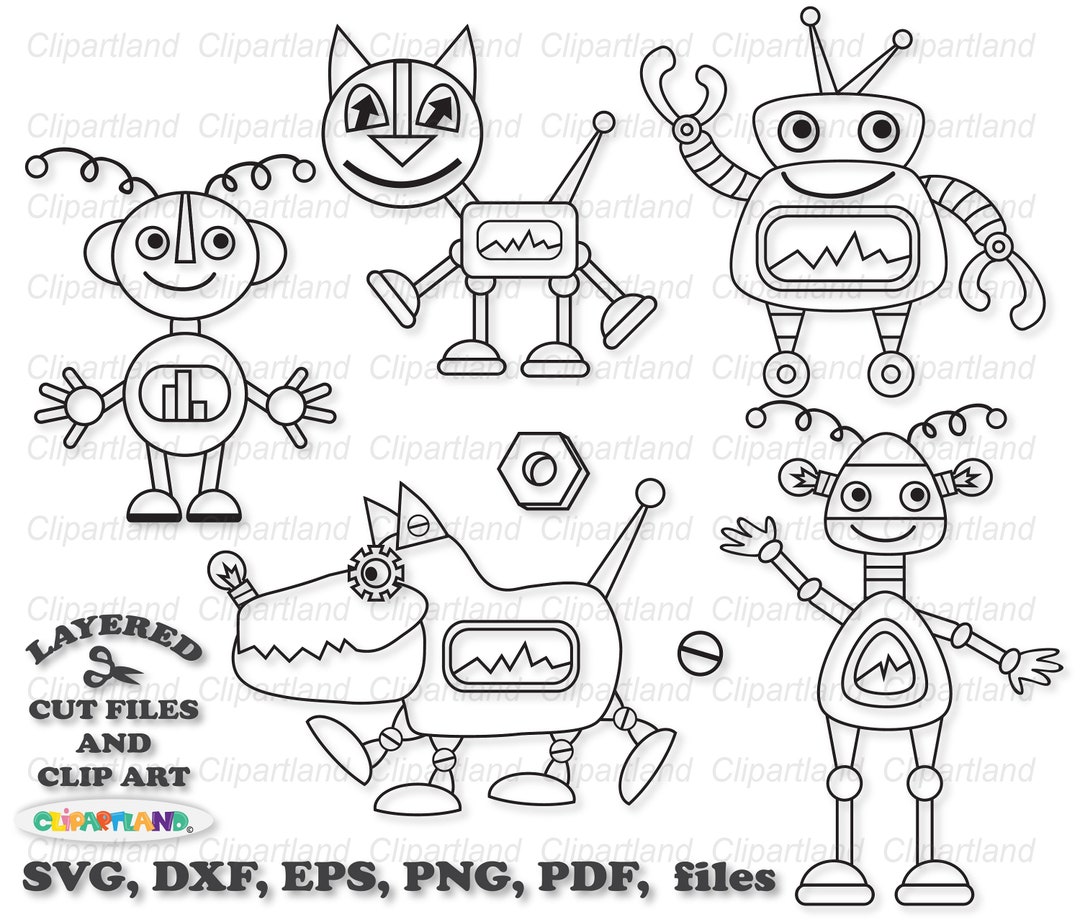 INSTANT Download. Robot Svg Cut Files and Clip Art. Commercial License ...