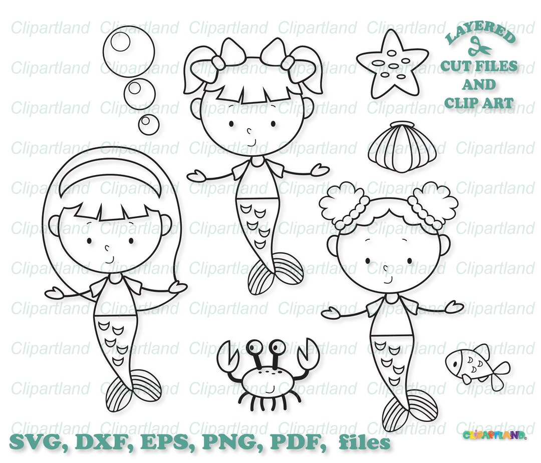 INSTANT Download. Cute Stick Figure Mermaid Bundle Svg Cut File and ...