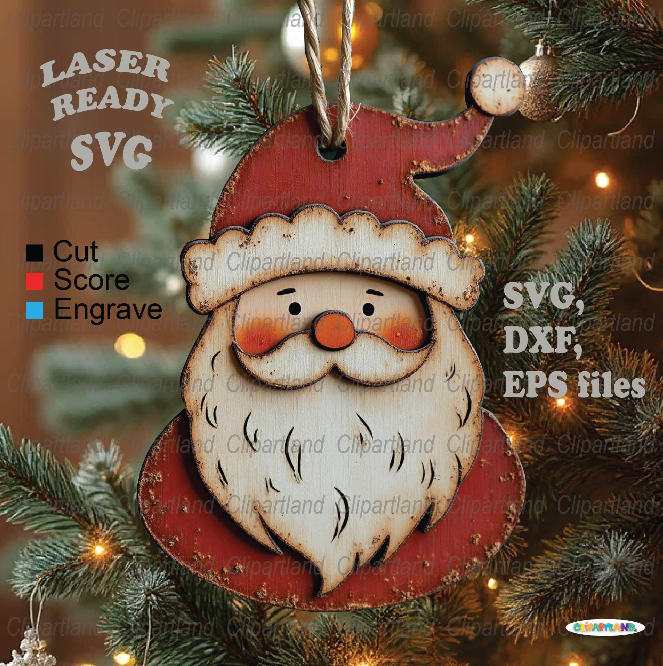 Santa Face Christmas Ornament Laser Cut File, SVG (digital Download) - Etsy