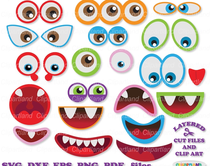 Monster Eyes Mouths Clipart,monster Face,party Clipart,decorations ...