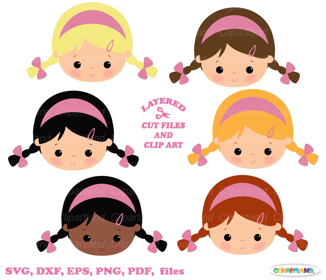 INSTANT Download. Cute Girl Face Svg Cut Files and Clip Art. Personal ...