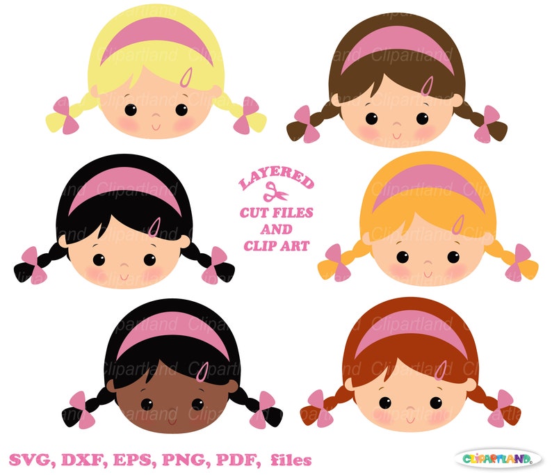 INSTANT Download. Cute Girl Face Svg Cut Files and Clip Art. - Etsy