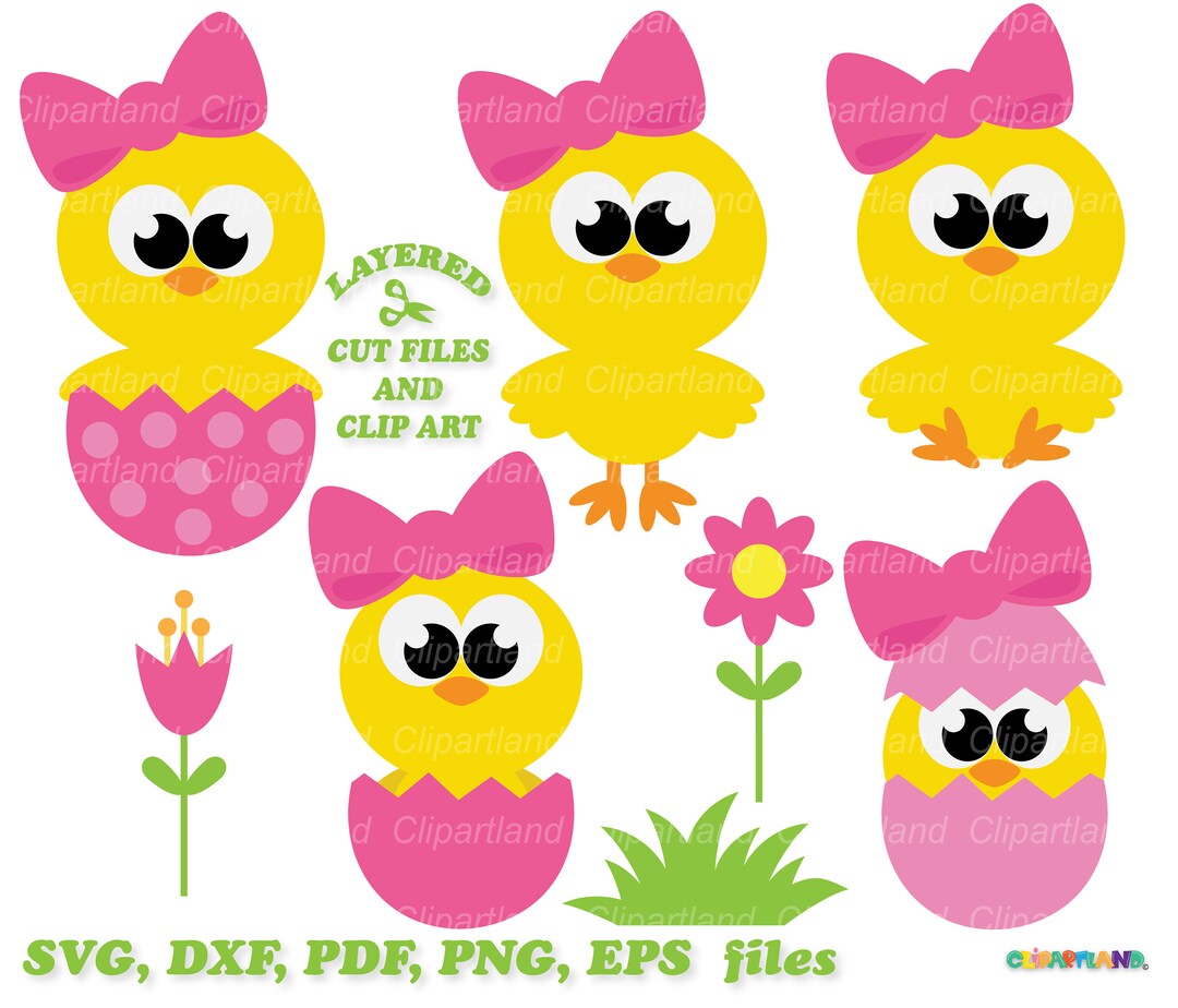 INSTANT Download. Cute Easter Chick Girl Cut Files and Clip Art ...