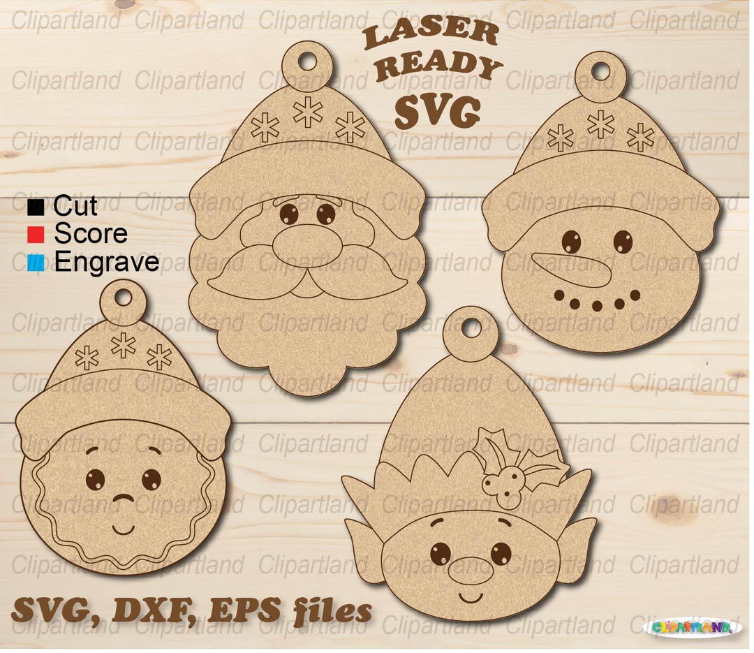 Santa and Friends Ornament SVG Laser Cut File (digital Download) - Etsy