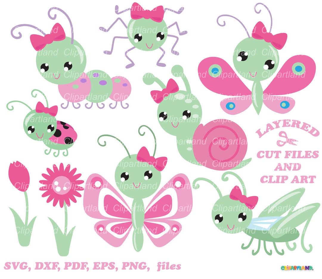 INSTANT Download. Cute Girly Insect Svg Cut File and Clip Art. I_3. - Etsy