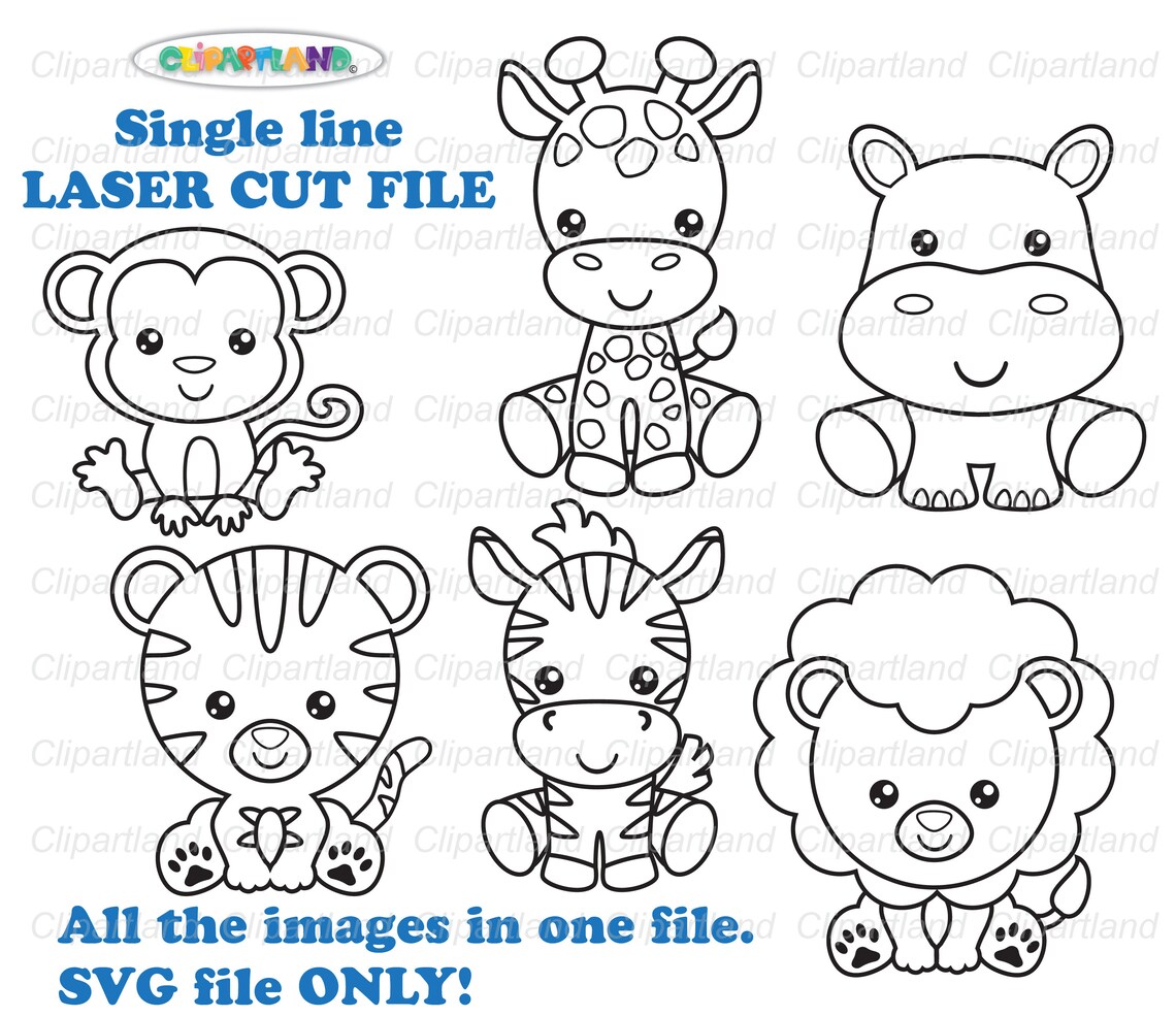 INSTANT Download.jungle Animals Single Line Svg Cut File for - Etsy