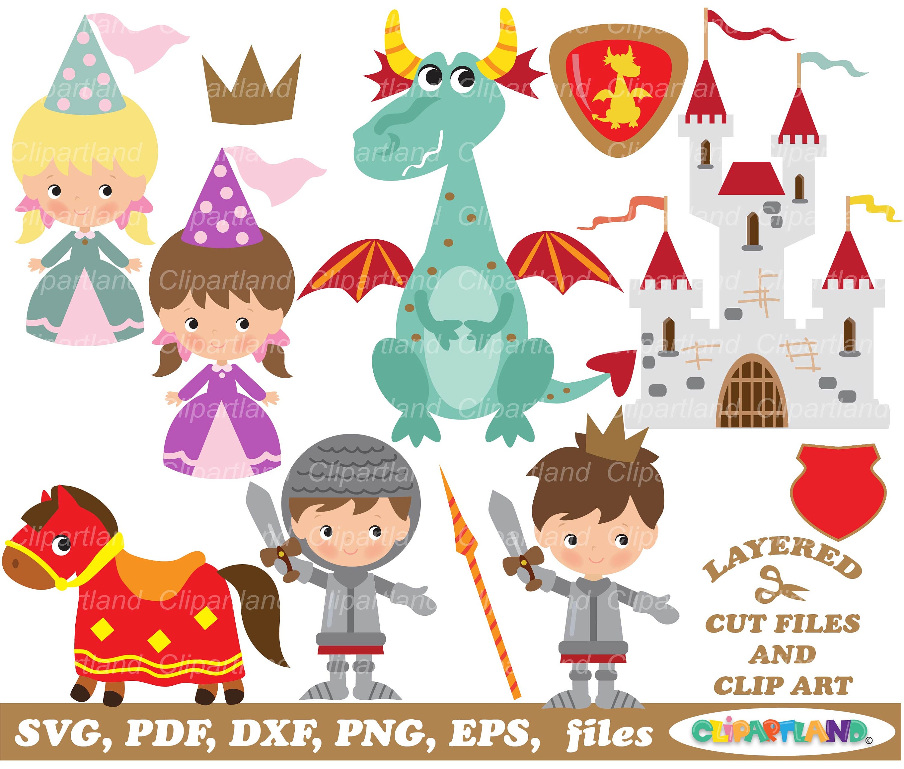 INSTANT Download. Cute Medieval Knight Princess and Dragon - Etsy