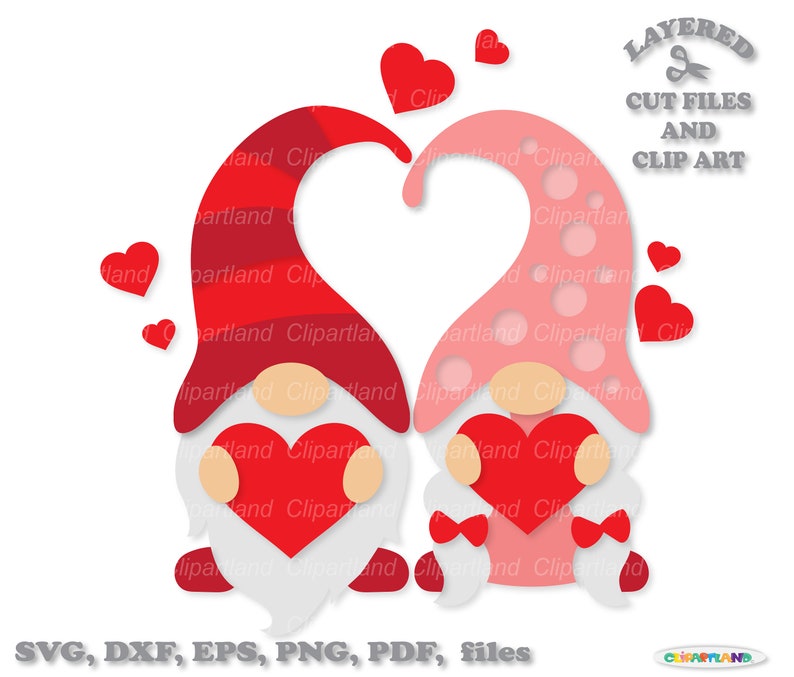 Valentine Gnomes Clipart & Cut Files, SVG, PNG, PDF (digital Download ...