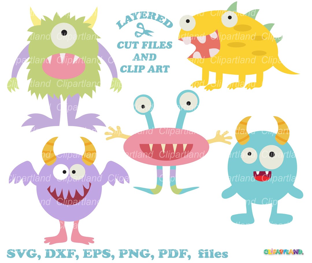 Funny Monster Clip Art, SVG Cut Files (digital Download) - Etsy