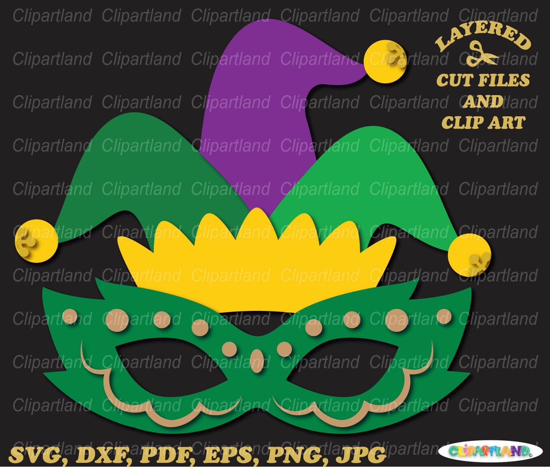 INSTANT Download. Mardi Gras Mask and Jester Hat Cut Files and Clip Art ...