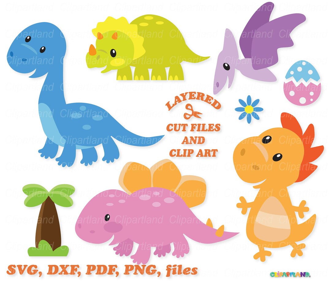 INSTANT Download. Cute Dinosaur Bundle Cut File and Clip Art. Personal ...