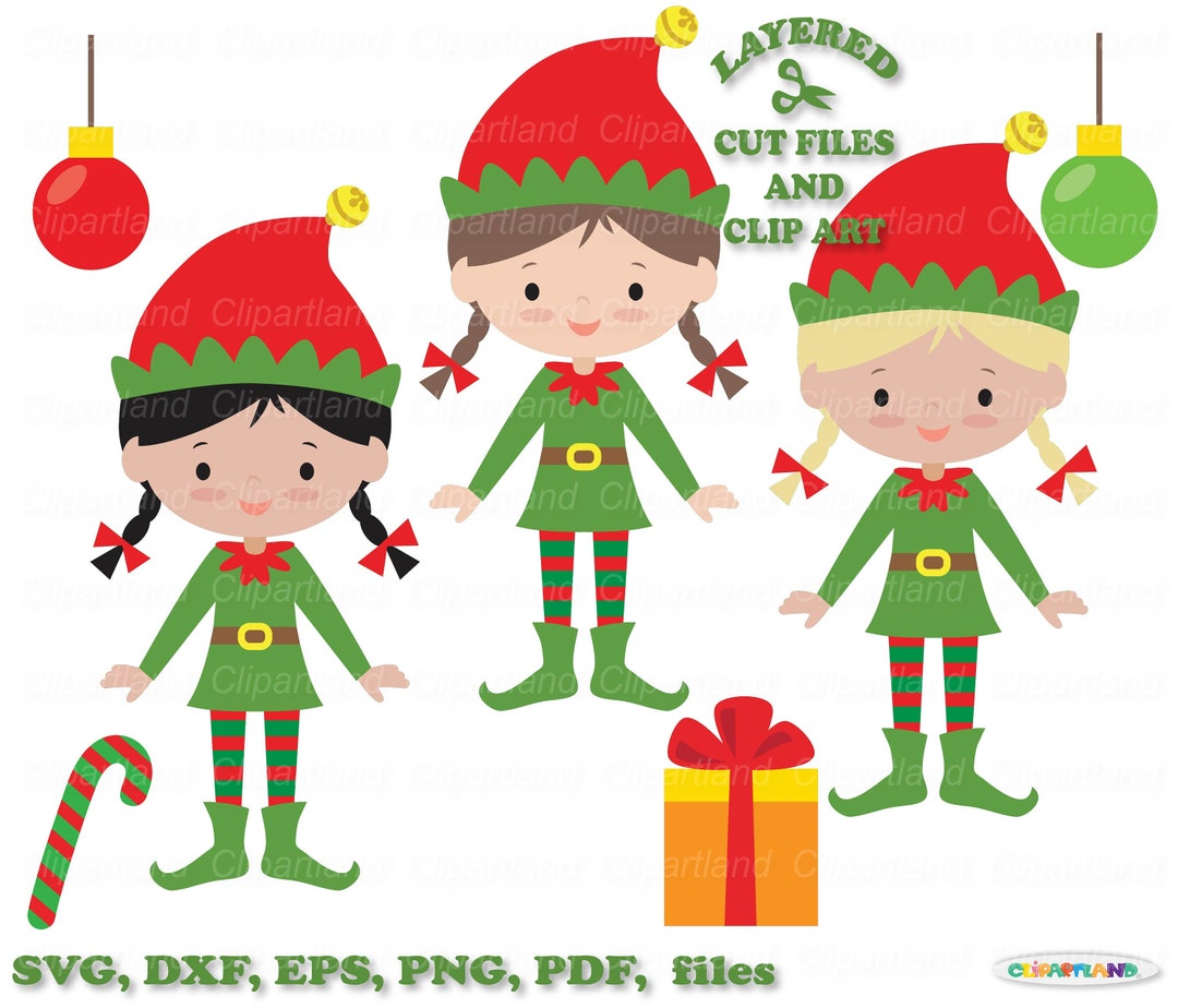 INSTANT Download. Cute Christmas Elf Girl Cut Files and Clip Art ...