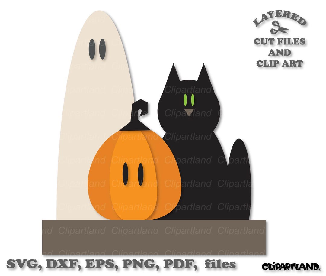 INSTANT Download. Halloween Ghost, Cat and Pumpkin Svg Cut File and ...
