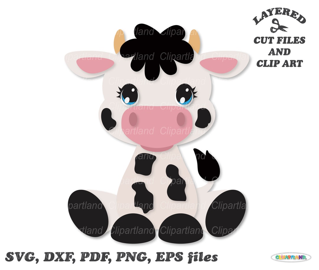 INSTANT Download. Cute Sitting Cow Cut File and Clip Art. Personal and ...