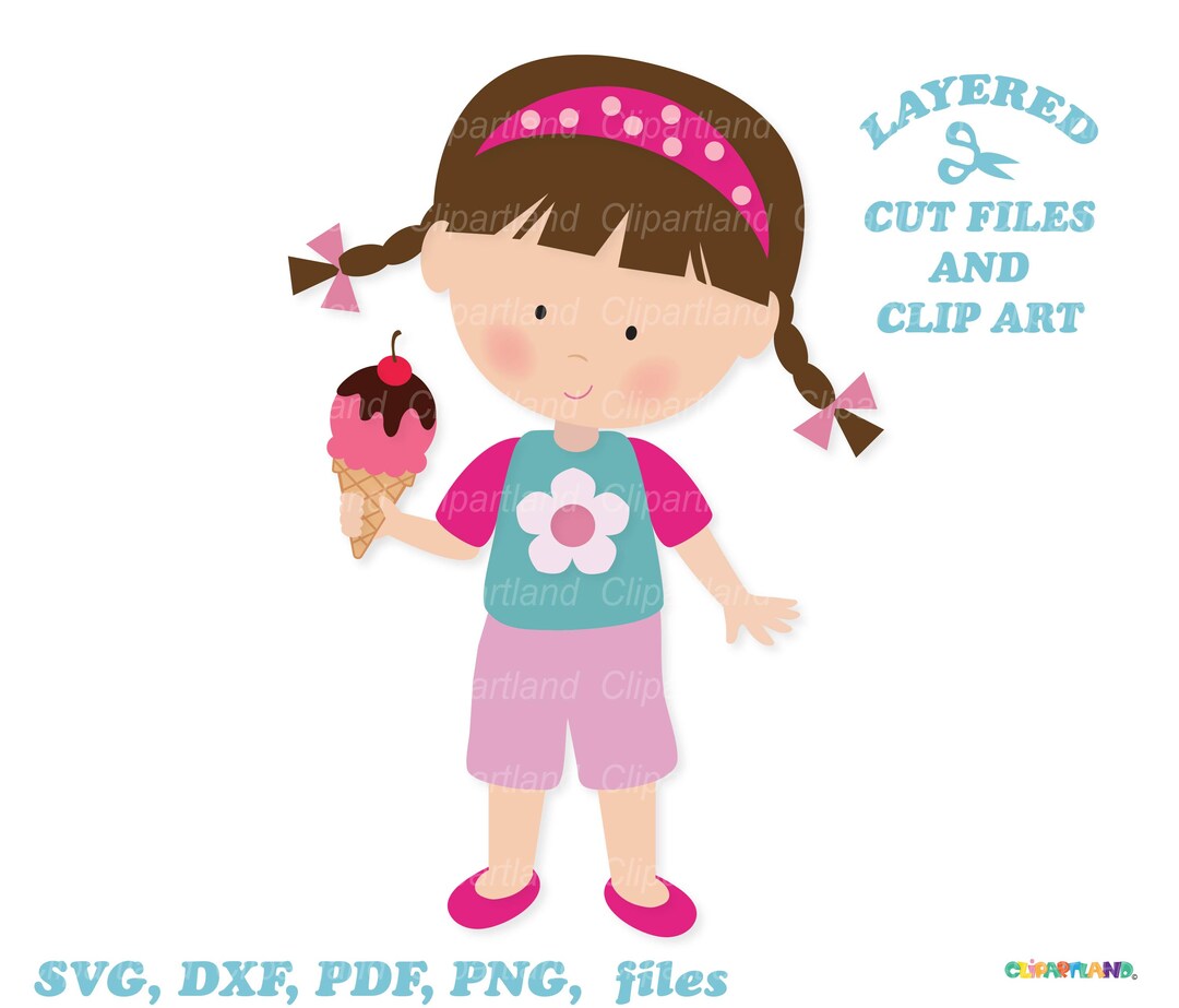 INSTANT Download. Ice Cream Cute Girl Cut Files and Clip Art. Personal ...