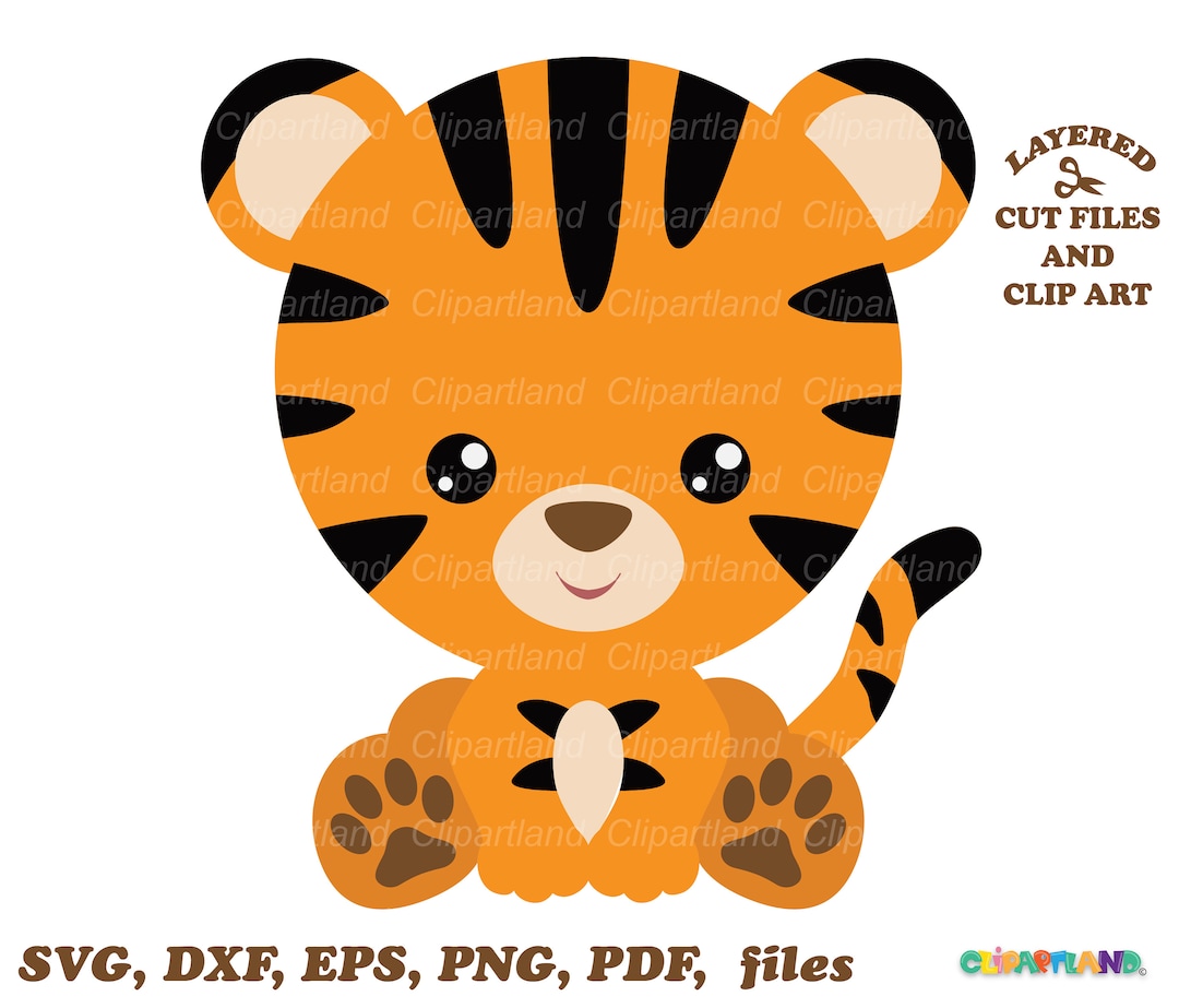 Funny Tiger Cub Clipart, Layered Cut Files (SVG, PNG, PDF) - Etsy