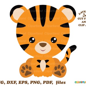 Funny Tiger Cub Clipart, Layered Cut Files (SVG, PNG, PDF) - Etsy