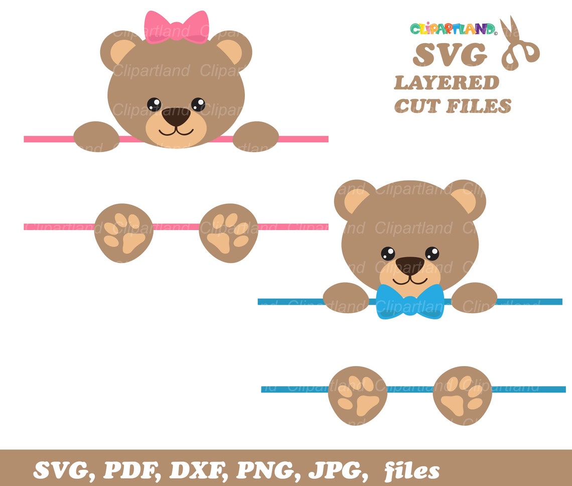 Teddy Bear Split Monogram SVG Cut File (digital Download) - Etsy