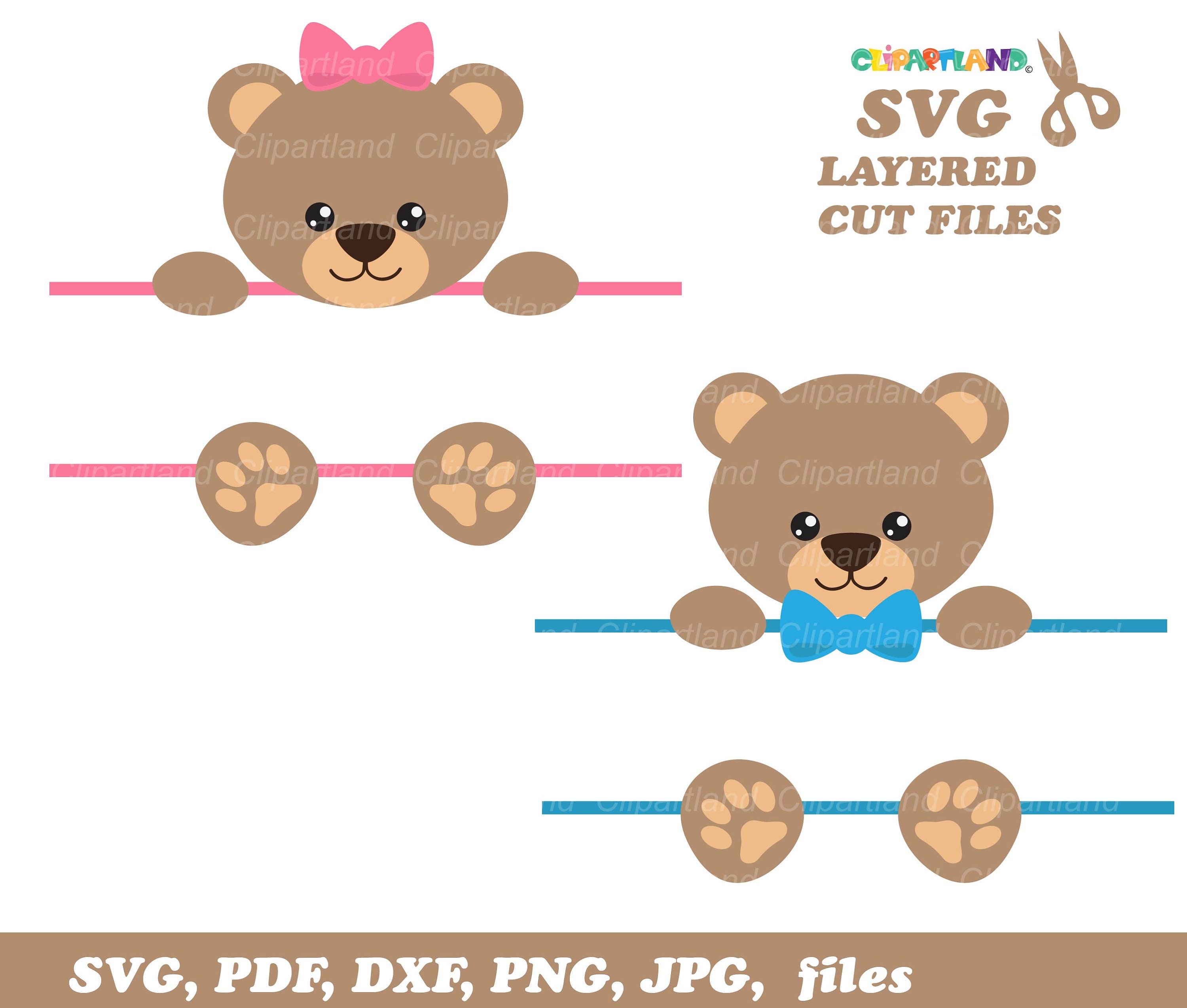 Teddy Bear Split Monogram SVG Cut File (digital Download) - Etsy