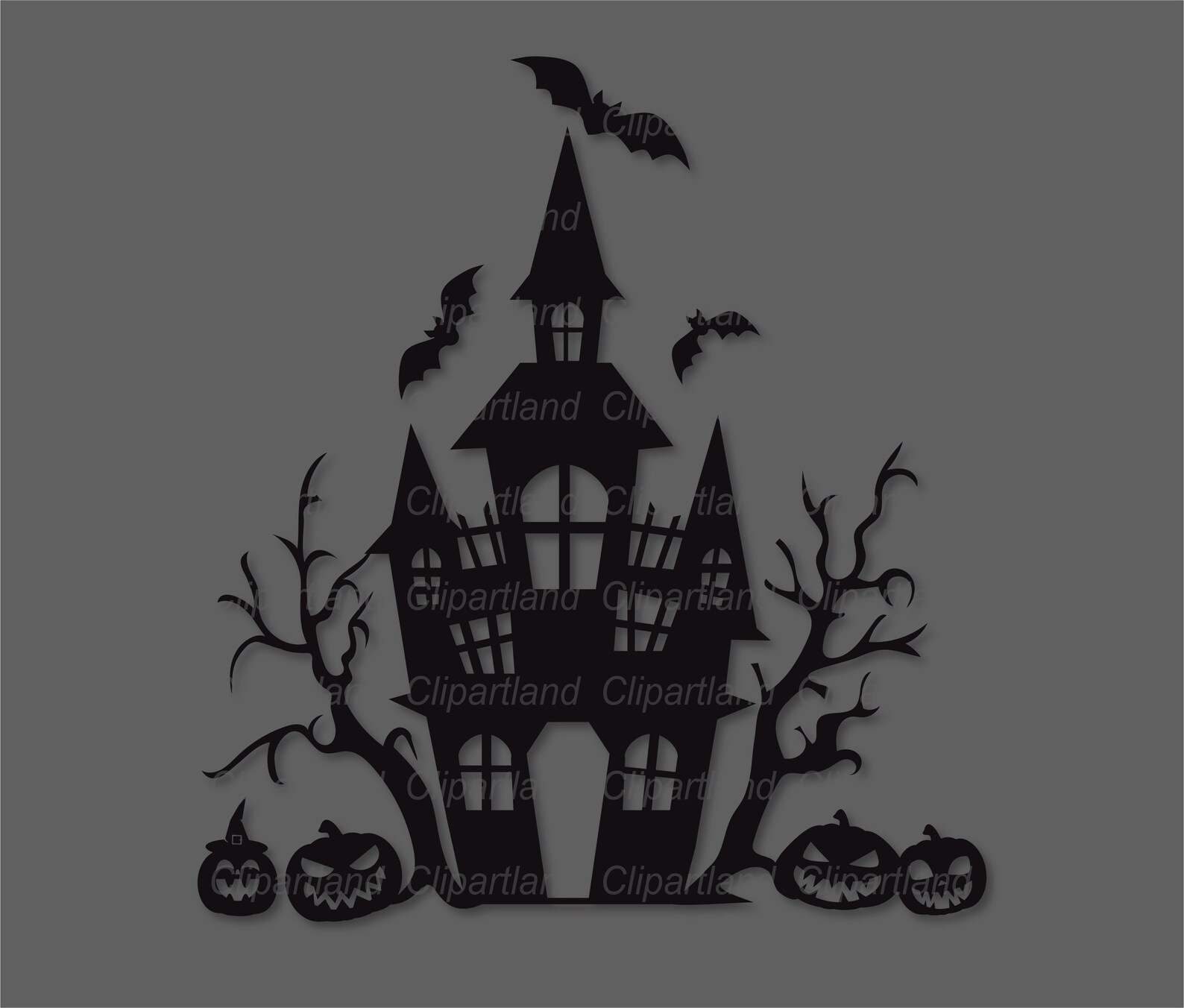 INSTANT Download. Scary Halloween Abandoned Haunted House Silhouette ...