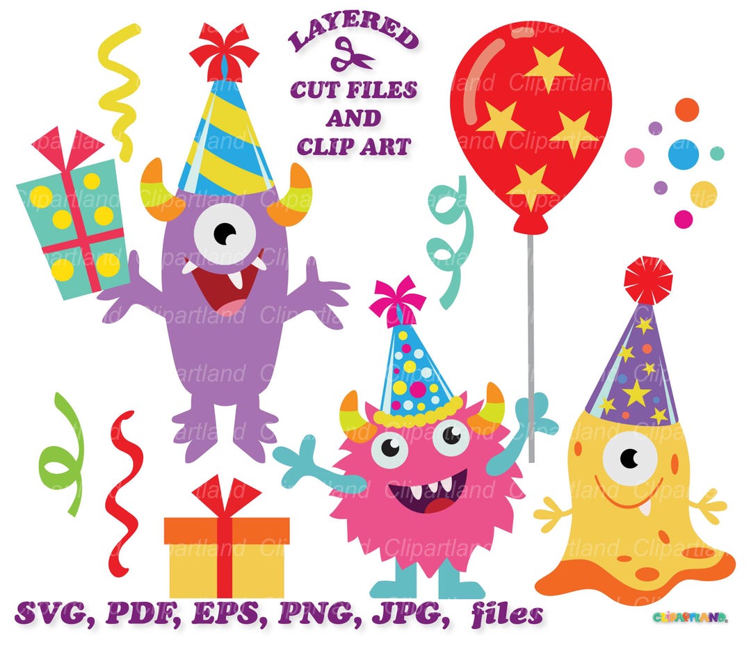 INSTANT Download. Cute Birthday Monsters Svg Cut Files and Clip Art ...