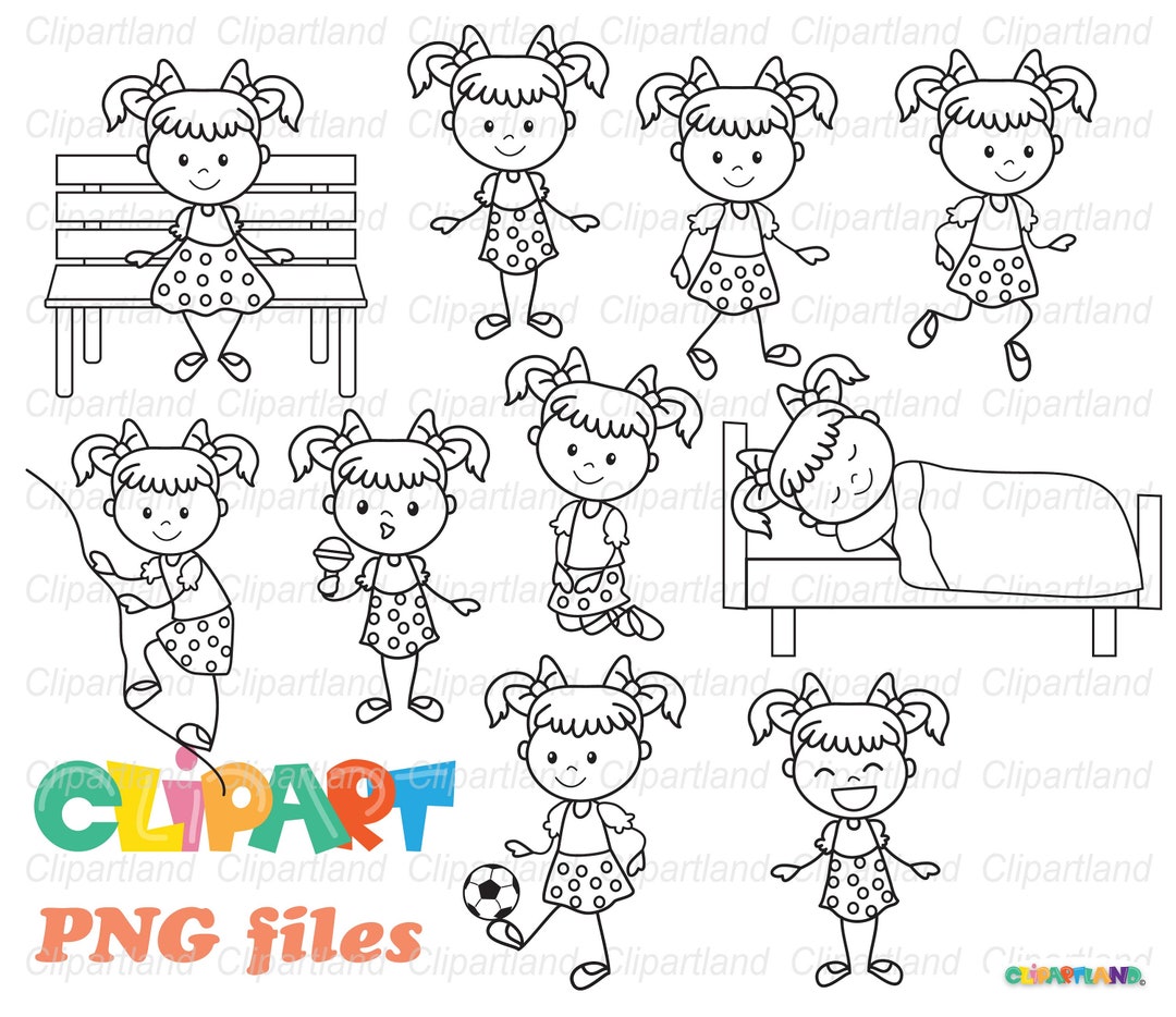 INSTANT Download. Cute Stick Figure Girl Clip Art. Action Clip Art ...