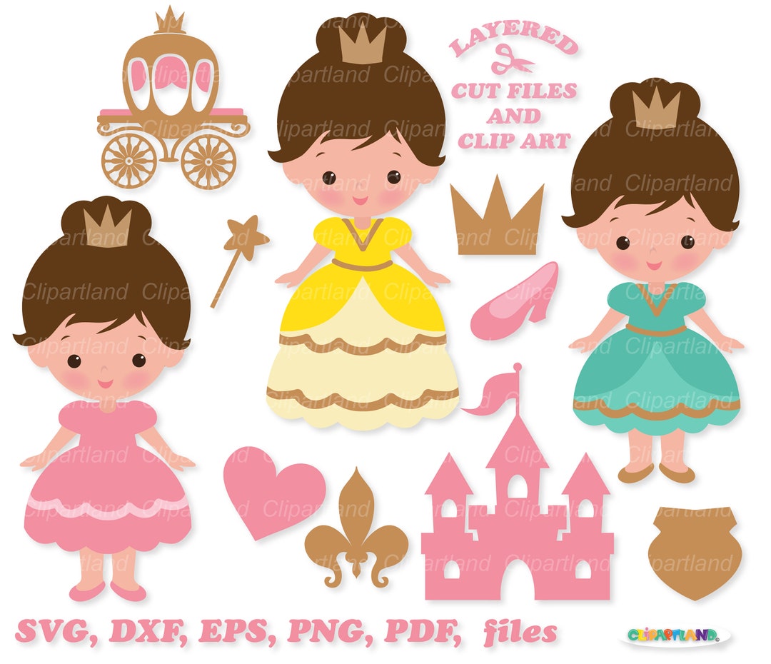 INSTANT Download. Cute Princess Girl Cut Files and Clip Art. Commercial ...