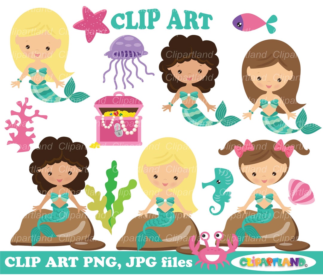 INSTANT Download. Personal and Commercial Use Included! Mermaid Clip ...