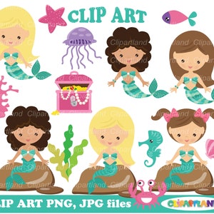 INSTANT Download. Personal and Commercial Use Included! Mermaid Clip ...