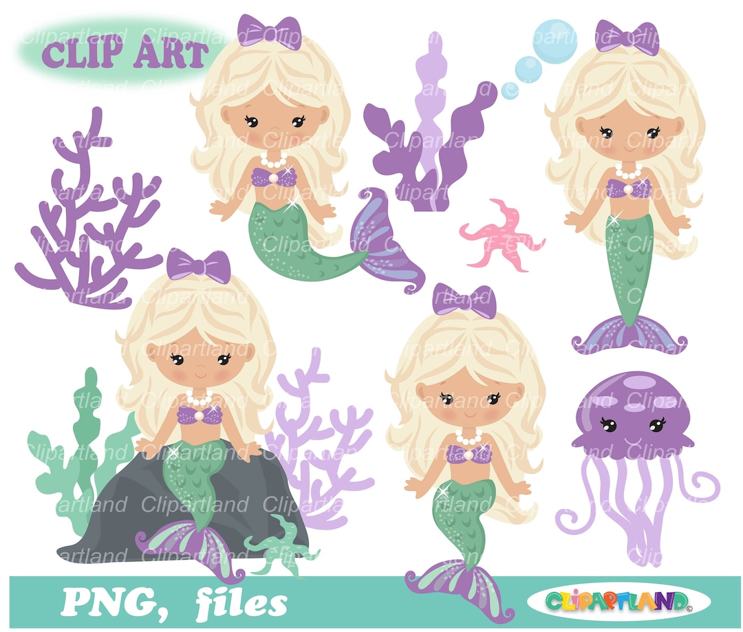 INSTANT Download. Cute Mermaids Clip Art. Personal and Commercial Use ...