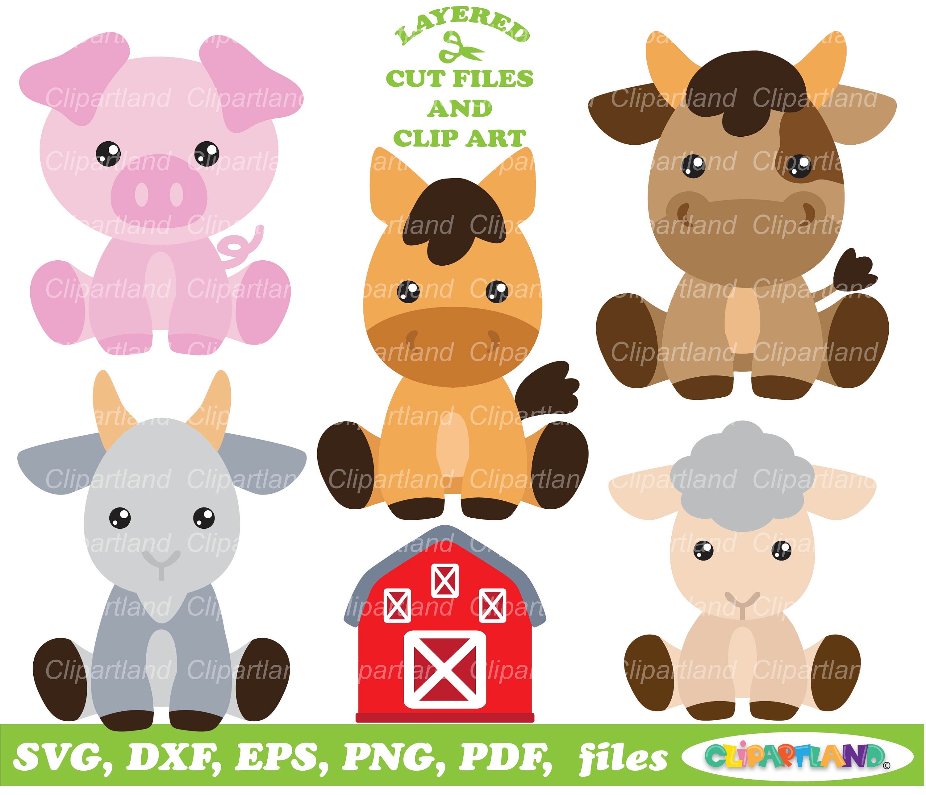 Cute Farm Animals Clipart & Cut Files Bundle (commercial License) - Etsy