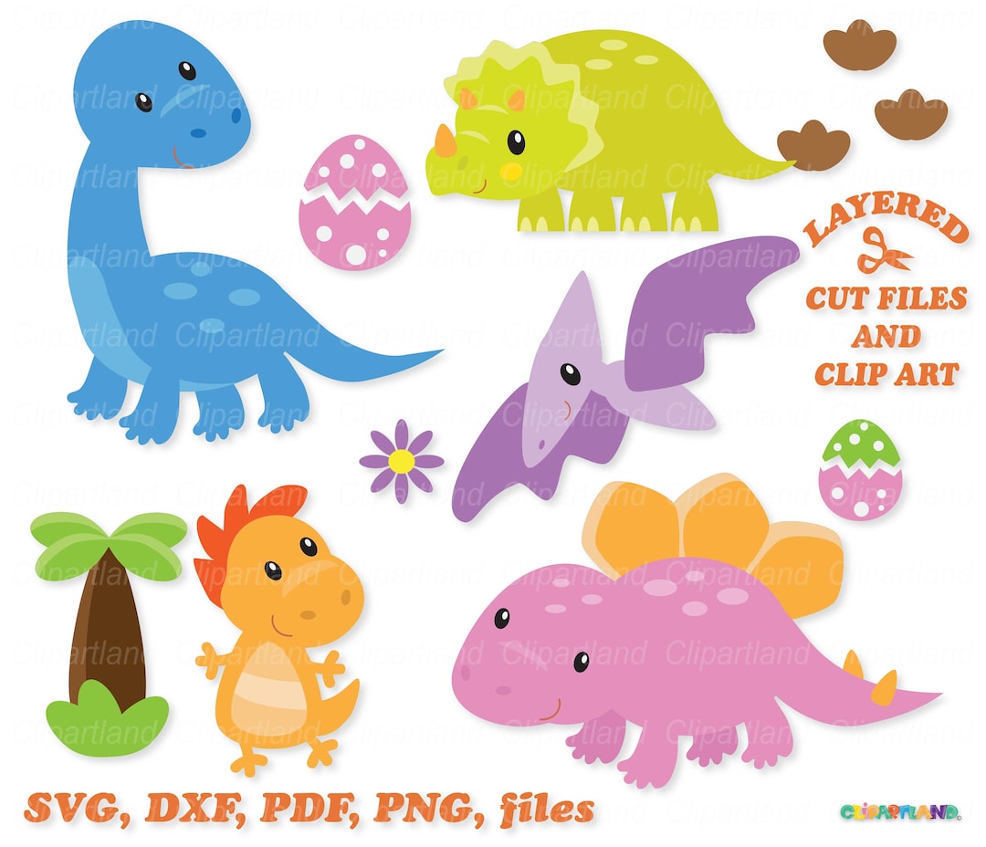 INSTANT Download. Cute Dinosaur Bundle Cut File and Clip Art. Personal ...