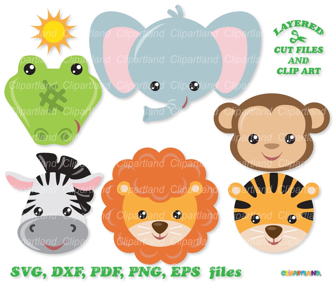 Jungle Animal Face Cut Files (svg, Png, Pdf, Eps, Dxf) (digital ...
