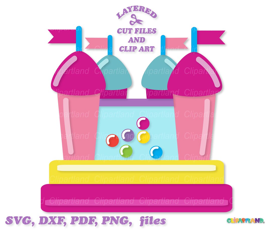 INSTANT Download. Cartoon Bounce House Cut File and Clip Art. Personal ...