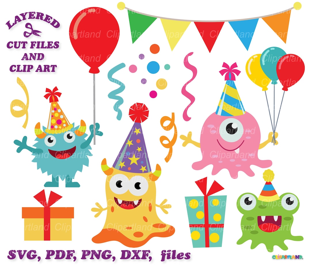 INSTANT Download. Cute Birthday Monsters Svg Cut Files and Clip Art ...