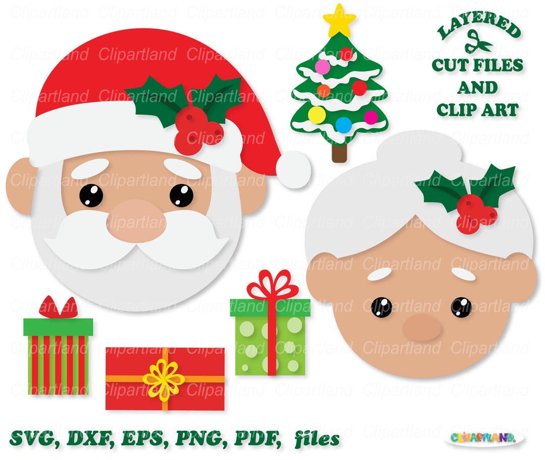 INSTANT Download. Cute Christmas Mr. and Mrs. Claus Faces Svg Cut Files ...