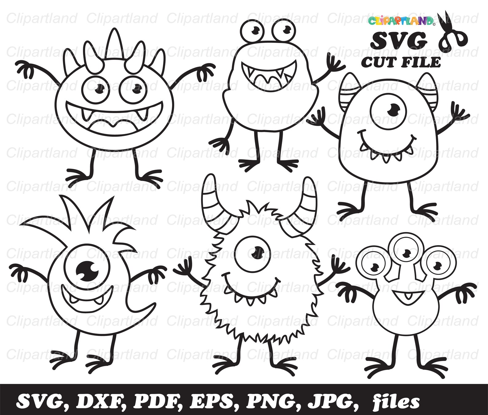 INSTANT Download. Stick figure monsters svg cut files and clip | Etsy